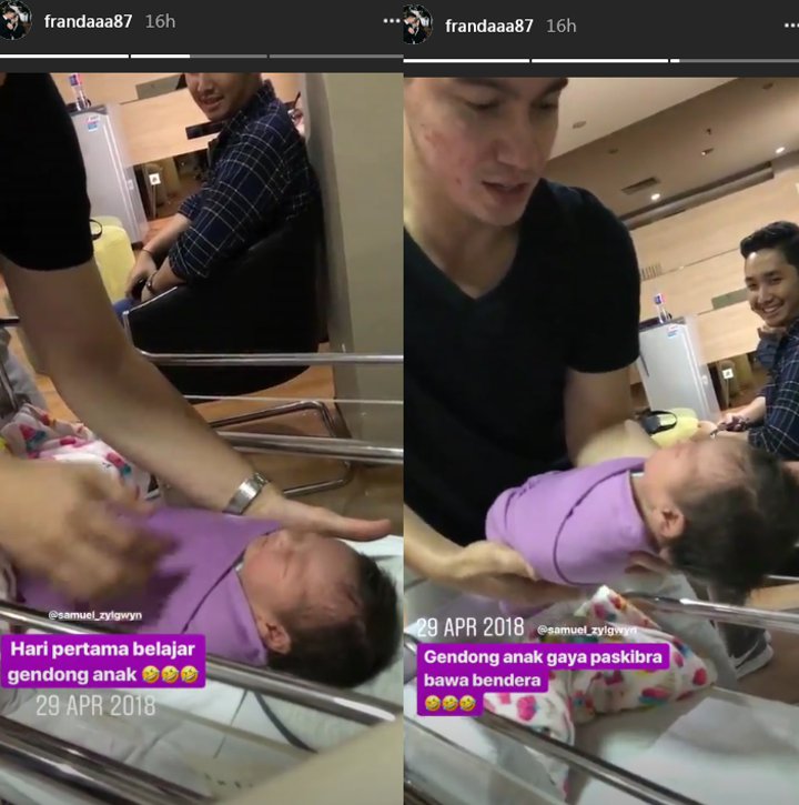 Samuel Zylgwyn Belajar Gendong Anak, Franda Sebut Mirip Gaya Paskibra ...