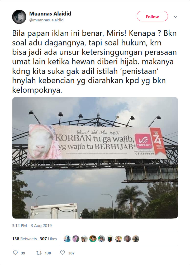 Viral Papan Reklame Bergambar Kambing Berhijab Diduga Milik Rabbani ...