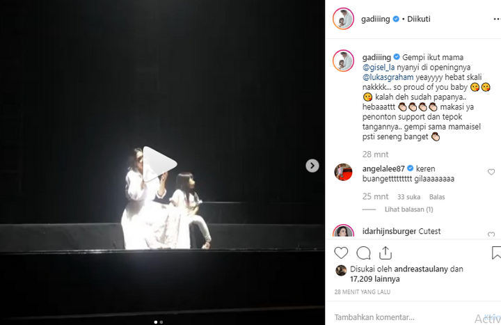 Gempi Ikut Nyanyi Gisel di Konser Lukas Graham, Gading Marten Bangga