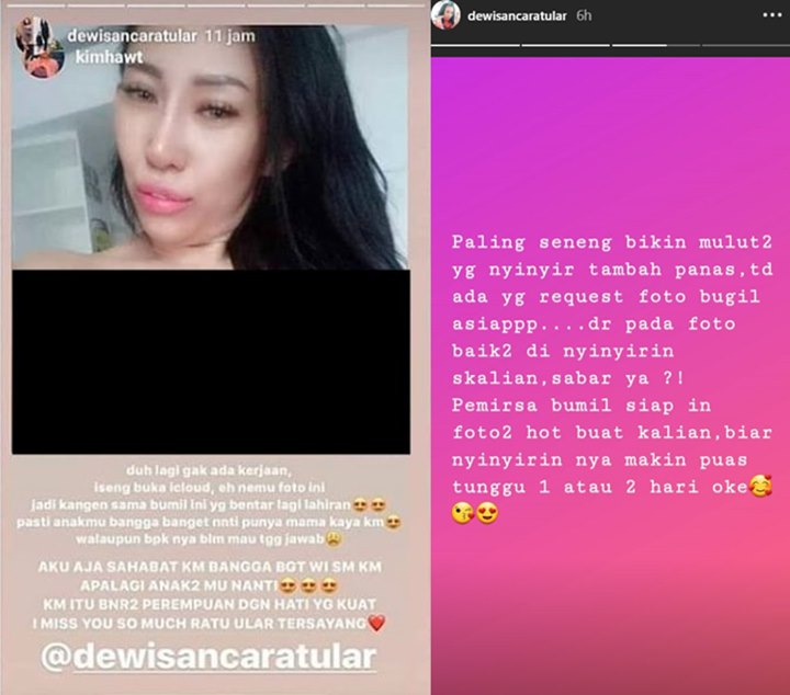 Dewi Sanca 'Bumil Seksi' Pamer Foto Bugil dan Pose di Ranjang, Terancam ...