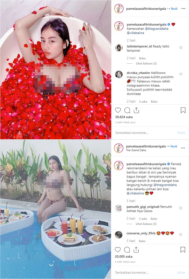 Pamela Safitri Mandi Kembang dan Berbikini Saat Sarapan Bikin Auto Istigfar
