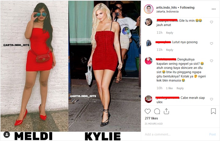Mini Dress Rosa Meldianti Serupa Kylie Jenner, Bagian Dengkul Hitam ...