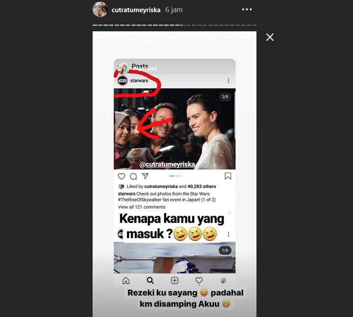 Cut Meyriska Mejeng di Instagram Star Wars, Roger Danuarta 'Fans Berat' Dibikin Iri