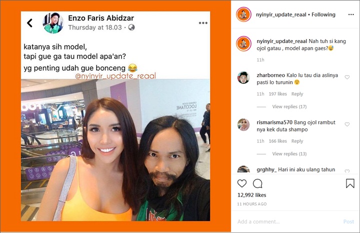 Foto Cantik Millendaru Bareng Driver Ojol Jadi Bahan Candaan Karena Hal Ini