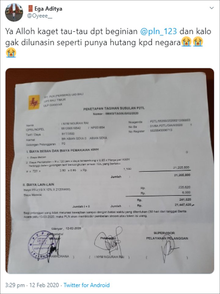 Tagihan Listrik Warga Bali Bengkak Hingga Rp 21 Juta, Begini Penjelasan PLN