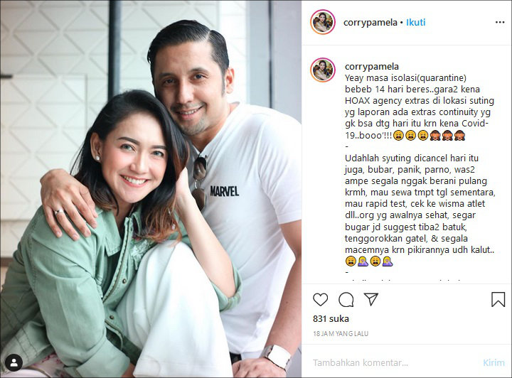 Cerita Corry Pamela Saat Suaminya Jadi Korban Hoax Covid-19 di Lokasi Syuting