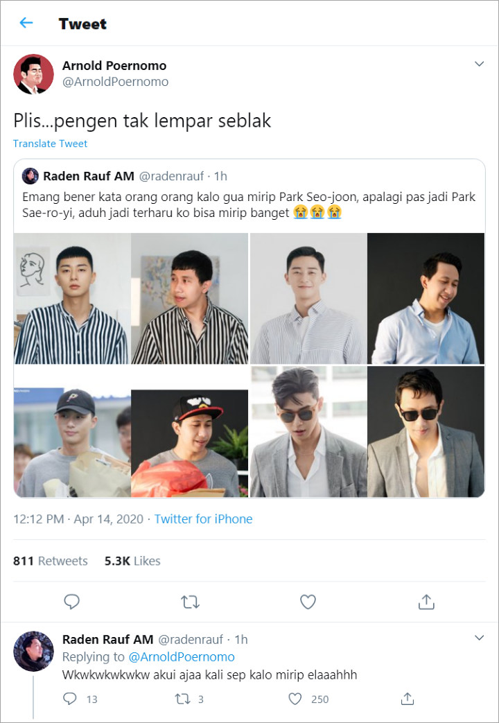 Selebgram Raden Rauf Ngotot Mirip Park Seo Joon, Chef Arnold: Tak ...