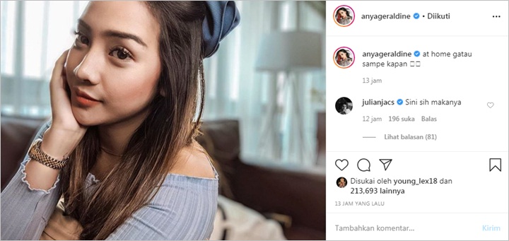 Anya Geraldine Pose Manja #DiRumahAja, Julian Jacob Kepergok Gencar Pendekatan?