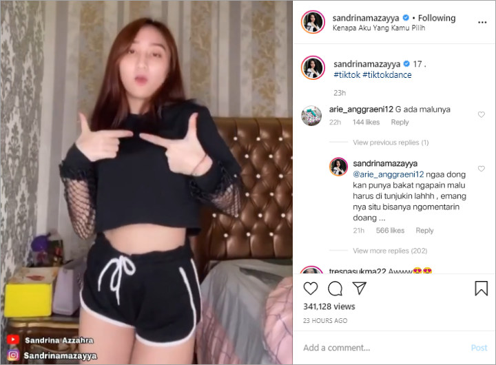Sandrina eks IMB Kena Nyinyir Netizen Gara-Gara Joget Pakai Baju Seksi, Beri Balasan Menohok