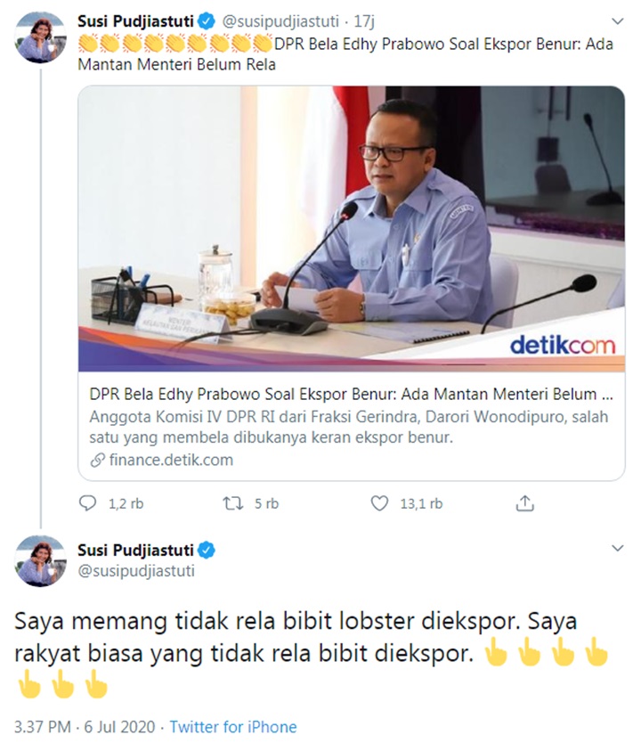 Susi Pudjiastuti Blak-Blakan Tak Rela Ekspor Benih Lobster Dibuka Menteri KKP Edhy Prabowo