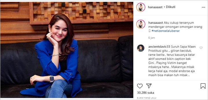 Hana Hanifah Masih Kena Nyinyir Meski Sudah Klarifikasi Kasus Prostitusi Online: Aku Cukup Tersenyum