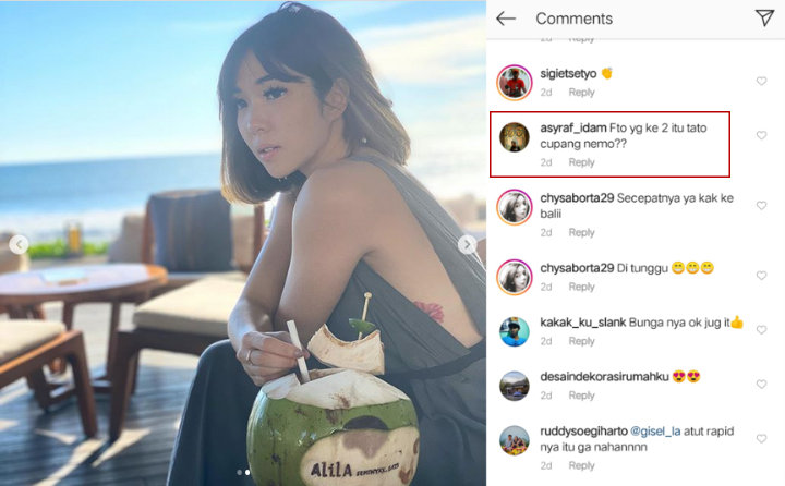 Gisella Anastasia Pamer Foto Liburan di Pantai, Tato Mirip Ikan Cupang Jadi Sorotan