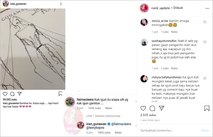 Ivan Gunawan Perlihatkan Sketsa Rancangan Gaun Untuk Lesti Andryani ...