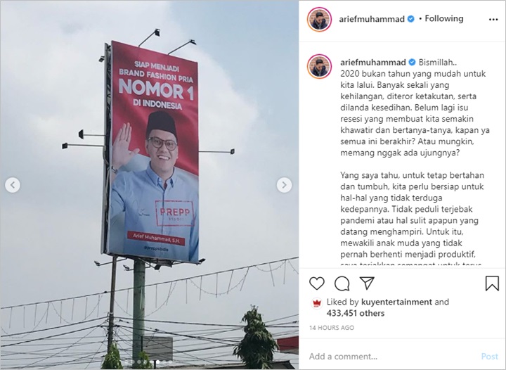 Arief Muhammad Beri Pernyataan Resmi Soal Baliho Viral, Bikin Kesal ...