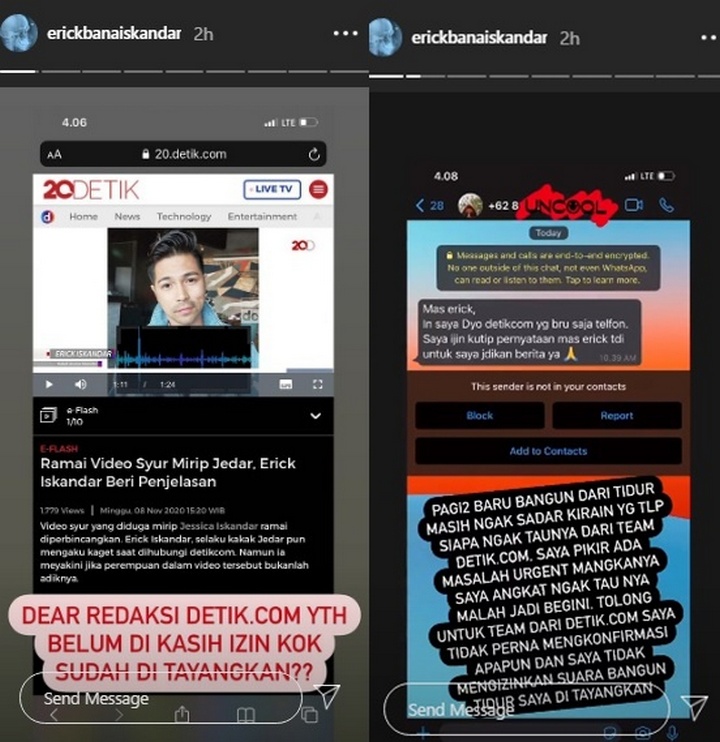 Geram Soal Isu Video Mesum Jessica Iskandar, Ini Kata Erick Sang Kakak