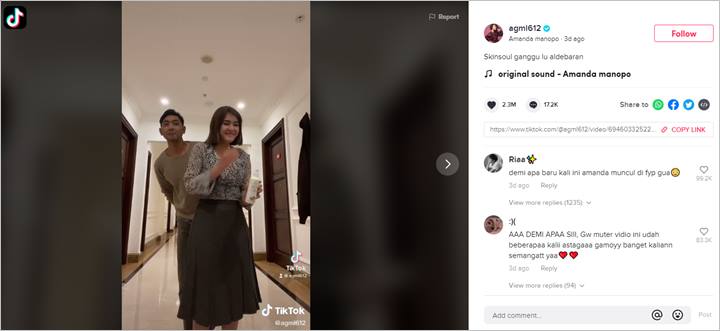 Video TikTok Amanda Manopo dan Arya Saloka Joget Bareng Jadi Viral, Kok Bisa?