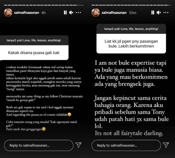 Salmafina Sunan Tegaskan Tak Lagi Jalani Puasa Ramadan, Ungkap Hubungan dengan Pacar Bule