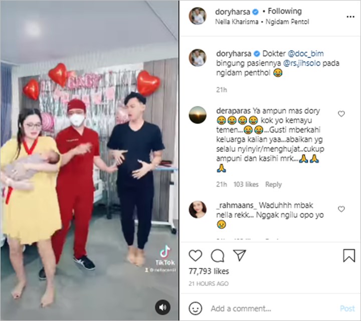 Dory Harsa Jadi 'Bumil', Nella Kharisma Joget Sambil Gendong Anak Usai ...