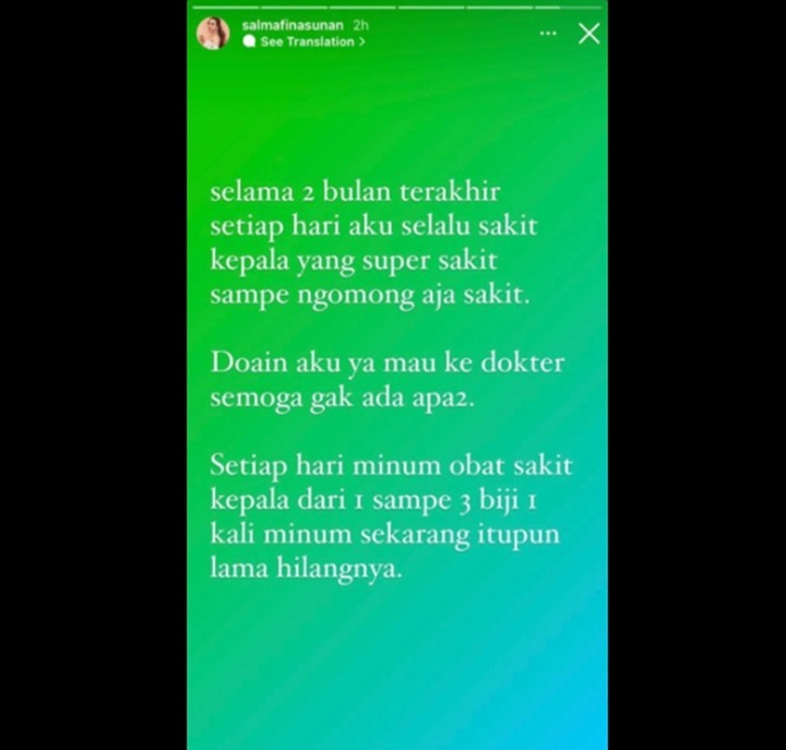 Salmafina Sunan Sudah 2 Bulan Sakit Hingga Kesulitan Bicara, Begini Kondisinya Sekarang
