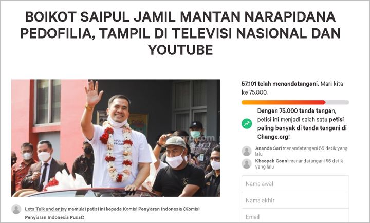 Petisi Boikot Saiful Jamil Tampil di TV dan YouTube Viral ...