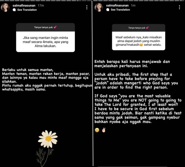 Kata Salmafina Sunan Bila Berjodoh dengan Laki-laki Muslim, Buka Pintu Maaf Untuk Mantan Suami?