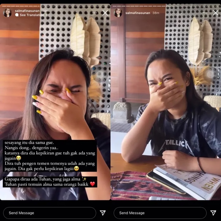 Salmafina Sunan Nangis-nangis Bareng Sahabat, Isyaratkan Sudah Putus dengan Pacar Bule