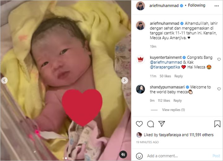 Arief Muhammad Kabarkan Sang Istri Lahiran Anak Kedua di Tanggal Cantik ...