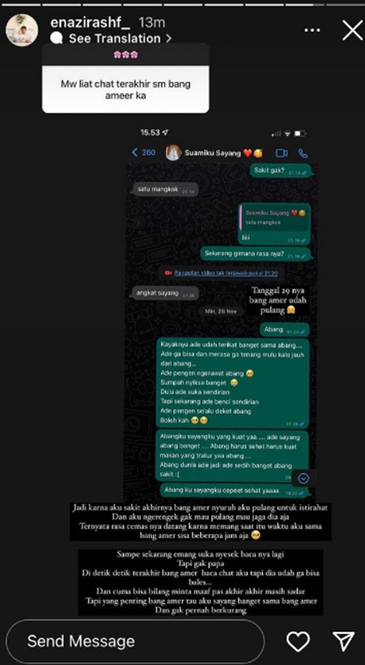 Nadzira Shafa Beber Chat Terakhir Ameer Azzikra, Alasan Tak Bisa Temani Di Rumah Sakit Terungkap