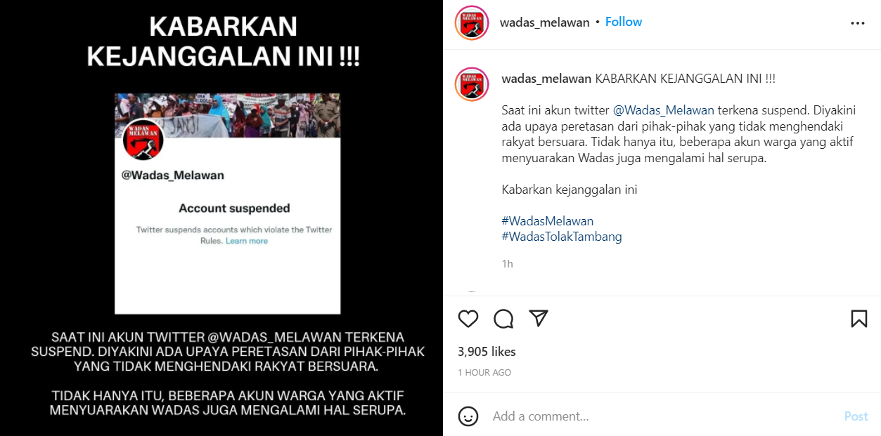 Akun Twitter @Wadas_Melawan Di-Suspend, Ada Kaitan Dengan Penolakan Penambangan?