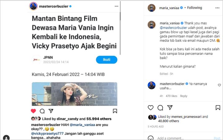 Maria Vania Kesal Diberitakan Sebagai Mantan Bintang Film Dewasa: Tidak Ada Permintaan Maaf