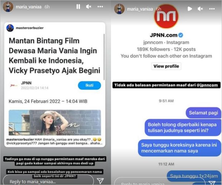 Maria Vania Kesal Diberitakan Sebagai Mantan Bintang Film Dewasa: Tidak Ada Permintaan Maaf