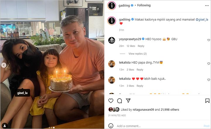 Gading Marten Rayakan Ultah ke-40 Bareng Gempi dan Gisella Anastasia, Desakan Rujuk Makin Menggema?