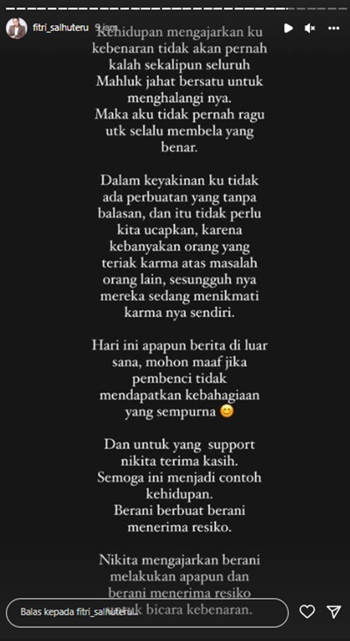 Fitri Salhuteru Sindir Pembenci Nikita Mirzani Tak Jadi Girang, Beri Pesan Menohok Ini