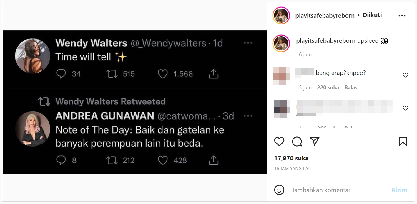 Wendy Walters Istri Reza Arap Bikin Cuitan 'Galau' di Twitter, Ada Apa?