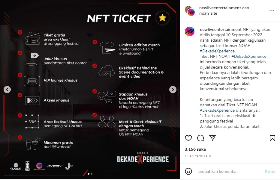 Tiket NFT Konser DekadeXperience NOAH Dirilis Hari Ini, Beda Dengan Konvensional-Banyak Benefit