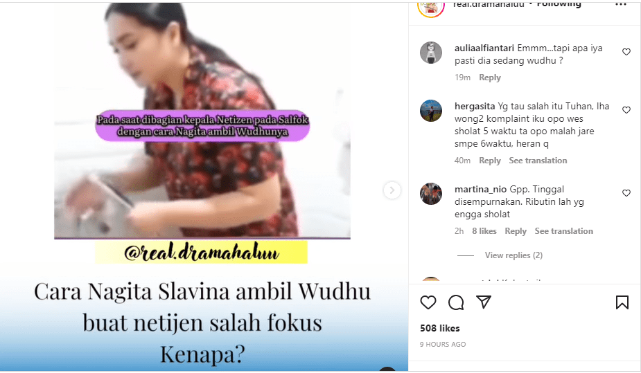 Cara Nagita Slavina Wudu Jadi Perbincangan Hingga Ramai Diminta Untuk Belajar Lagi?
