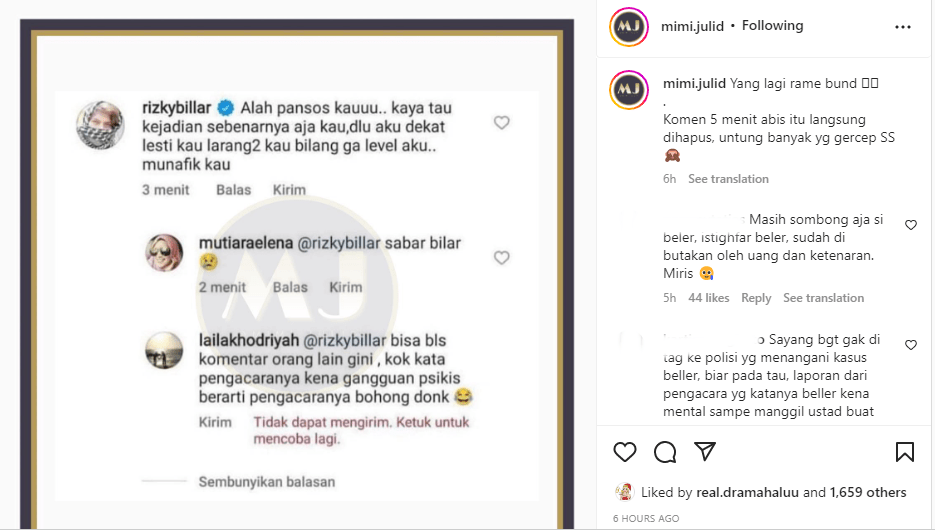 Rizky Billar 'Muncul' Tulis Komentar Pedas Sontak Bikin Geger!