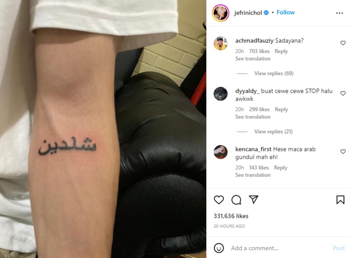 Makna Mendalam Tato Arab Jefri Nichol, Terinsipirasi dari Sosok Penting