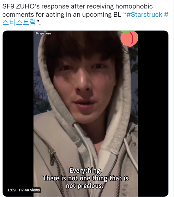 Zuho SF9 Respons Hujatan Perkara Bintangi Drama BL 'Starstruck'