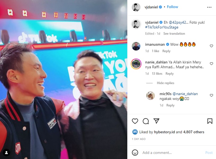 Daniel Mananta Pajang Foto 'Melokal' Bareng PSY Malah Bikin Salah Paham