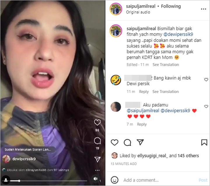 Bukan KDRT, Dewi Persik Justru Sebut Baku Hantam Ketika Menikah Dengan Saipul Jamil