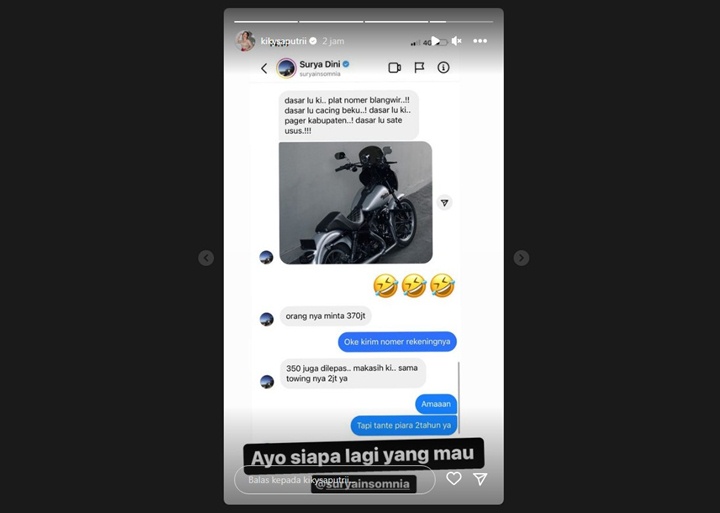 Kiky Saputri Bungkam Fans Leslar Pakai Duit, Surya Insomnia Gercep Minta Moge