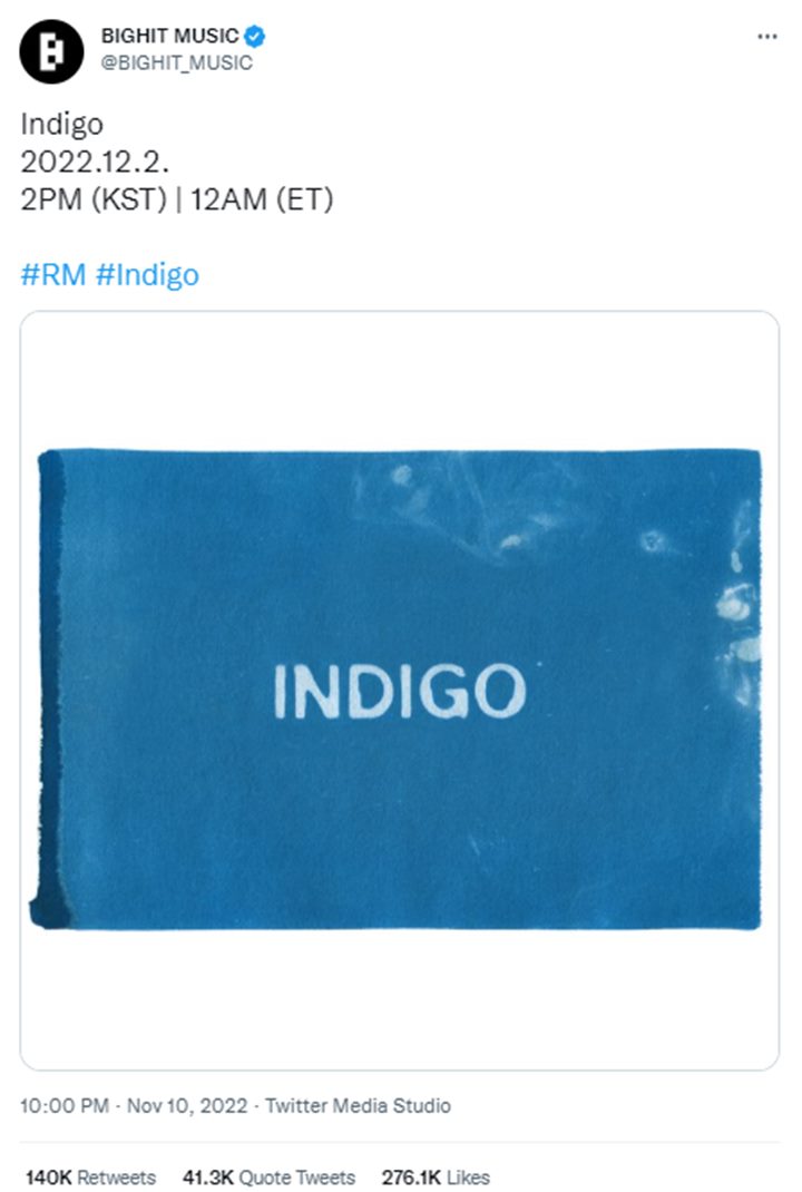RM BTS Umumkan Detail Album Solo 'Indigo', Jadwal Rilis Mundur dari ...