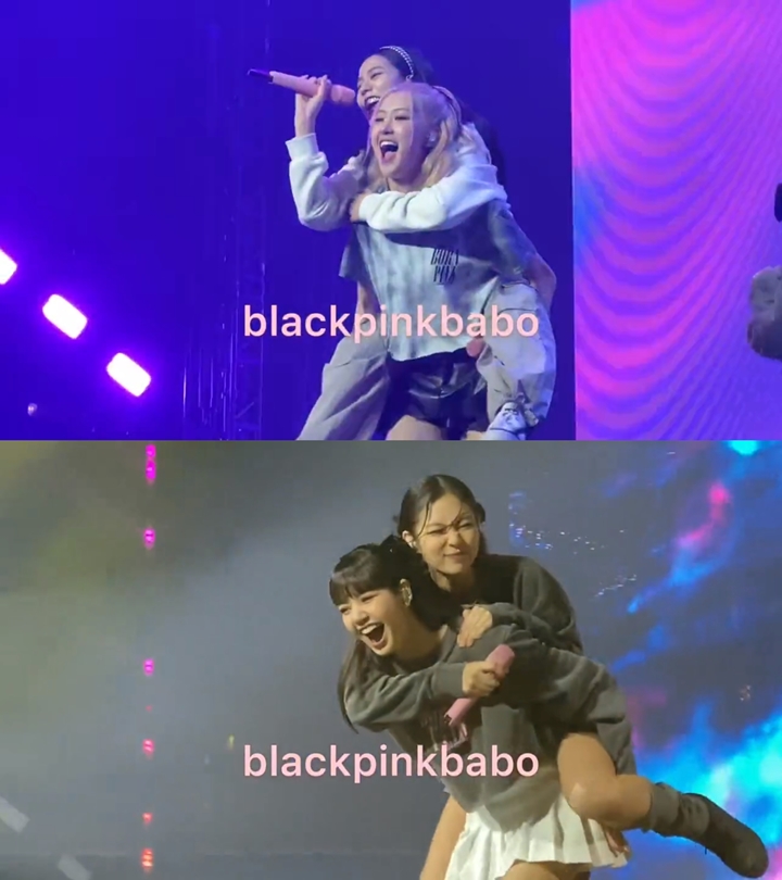Lisa dan Rose Antusias Gendong Jennie & Jisoo di Konser BLACKPINK