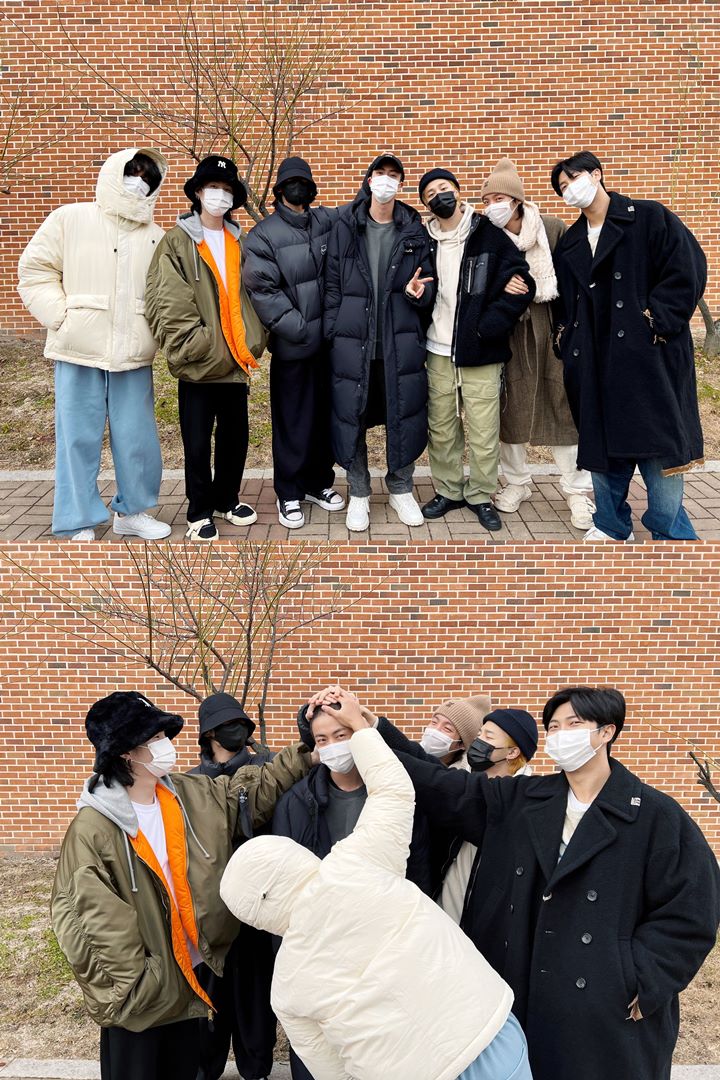 BTS Akhirnya Tebar Foto OT7 Antar Jin Wamil, Pose V Curi Fokus