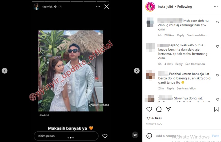 Diduga Putus dengan Fadly Faisal, Foto Profil IG Rebecca Klopper Mencurigakan