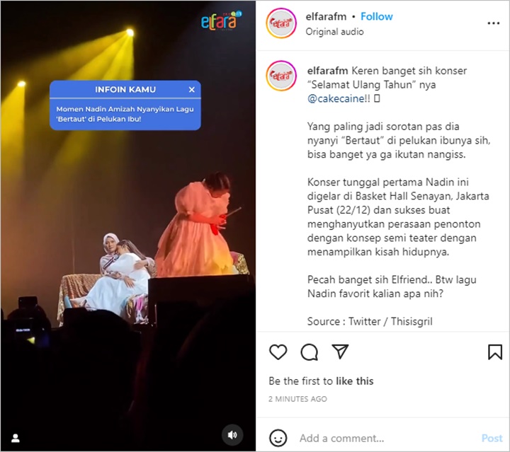 Nadin Amizah Sukses Gelar Konser Tunggal Perdana, Momen Nyanyi di Pangkuan Ibu Bikin Mewek