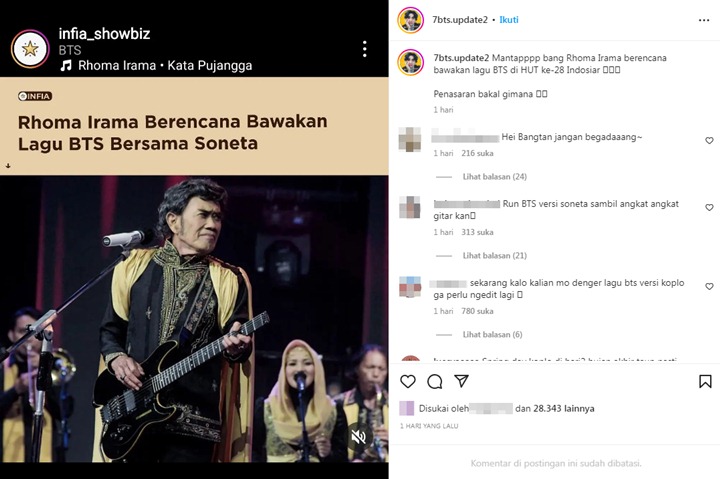 Rhoma Irama Bakal Bawakan Lagu BTS, Bikin Penggemar Heboh