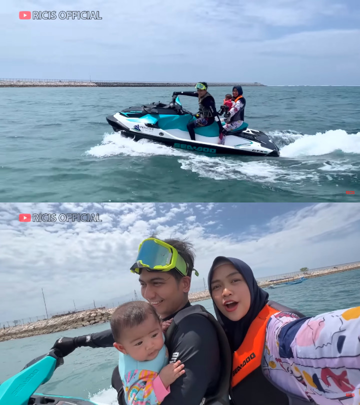 9 Potret Ria Ricis Ajak Baby Moana Main Ke Laut, Momen Naik Jetski Dianggap Bahayakan Anak