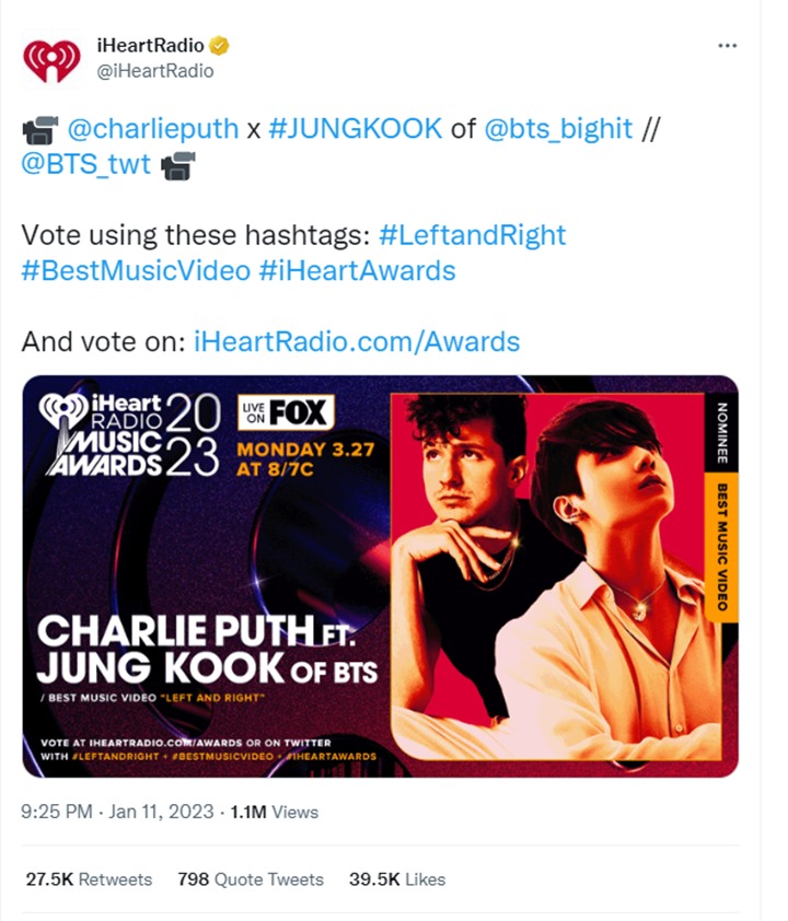 Jungkook BTS Solois K-Pop Pria Pertama Tembus Nominasi iHeart Radio Music Awards